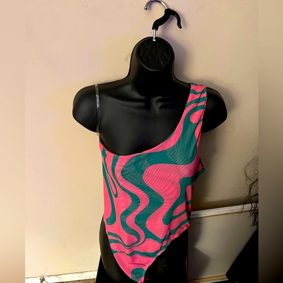 AKIRA | Tops | Akira Label Not That Deep One Shoulder Mesh Bodysuit ...